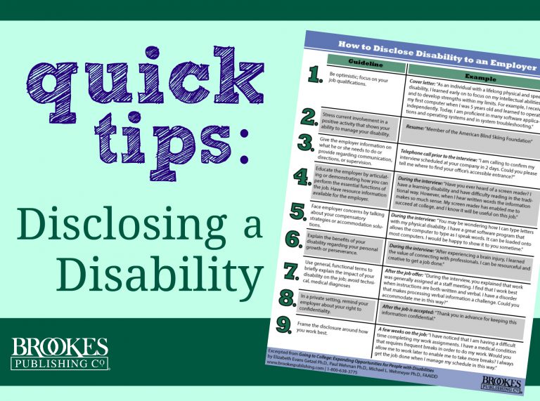 Inclusion QuickTips: Disclosing a Disability | The Inclusion Lab